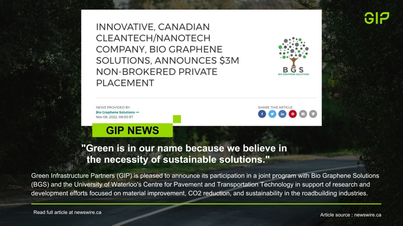 News – Green Infrastructure Partners